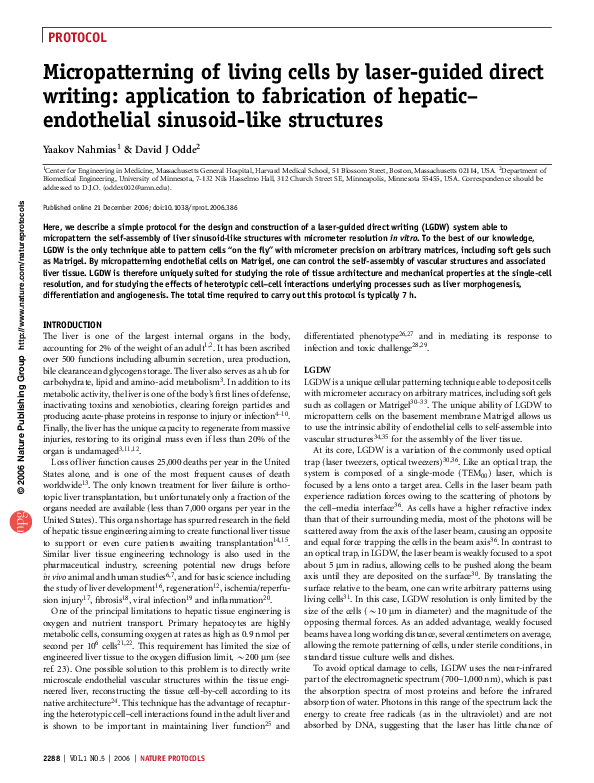 (PDF) Micropatterning of living cells by laser-guided direct writing ...