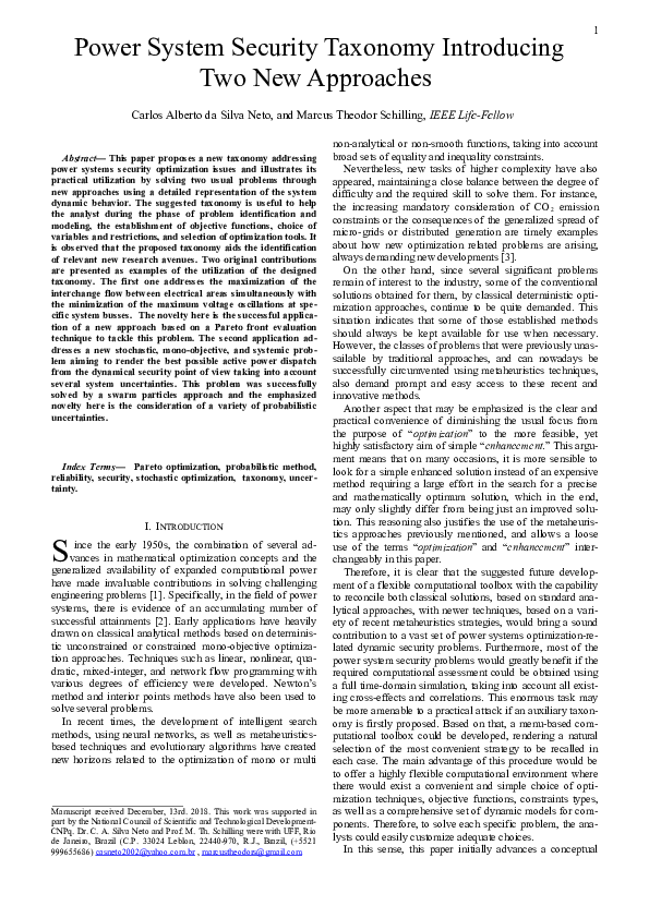 (DOC) Power System Security Taxonomy Introducing Two New Approaches