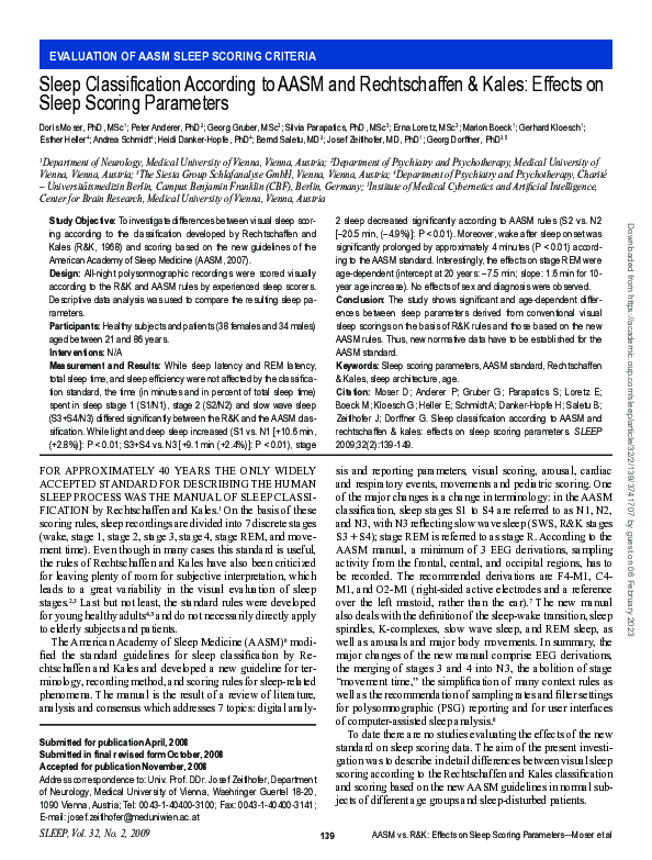 (PDF) Sleep Classification According to AASM and Rechtschaffen & Kales ...
