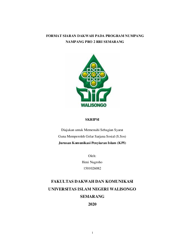 (PDF) Format siaran dakwah pada program Numpang Nampang Pro 2 RRI Semarang