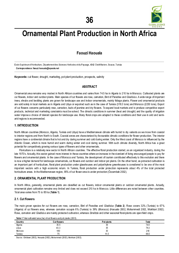 (PDF) Ornamental Plant Production in North Africa