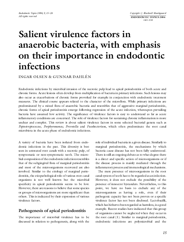 (PDF) Salient virulence factors in anaerobic bacteria, with emphasis on ...