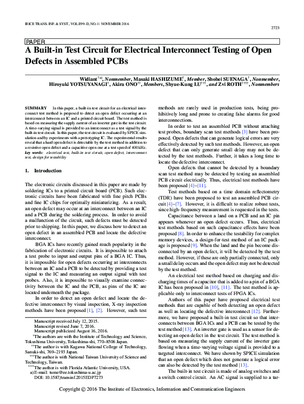 (PDF) A Built-in Test Circuit for Electrical Interconnect Testing of ...