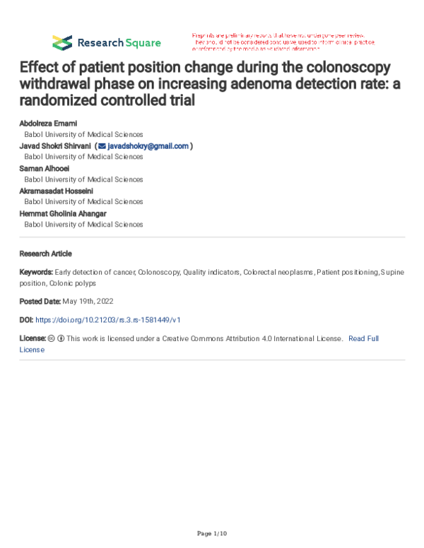 (PDF) Effect of patient position change during the colonoscopy ...