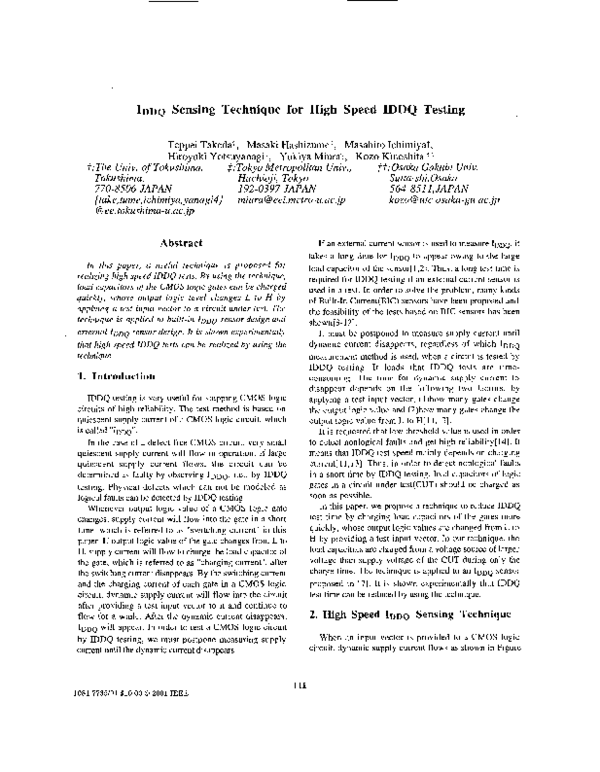 (PDF) I/sub DDQ/ sensing technique for high speed IDDQ testing