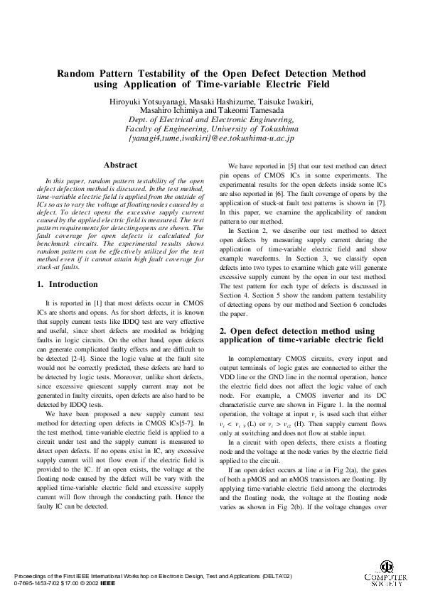 (PDF) Random pattern testability of the open defect detection method ...