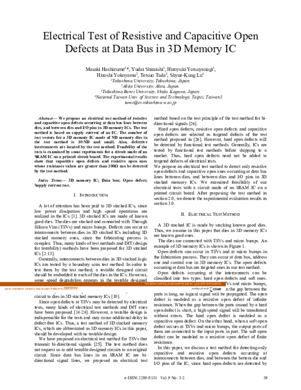 (PDF) Electrical Test of Resistive and Capacitive Open Defects at Data ...