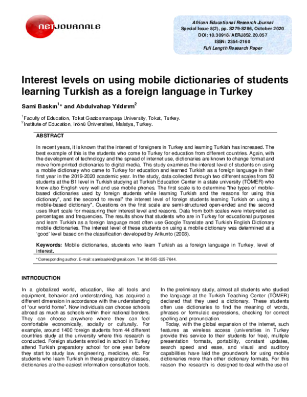 (PDF) Interest Levels on Using Mobile Dictionaries of Students Learning ...