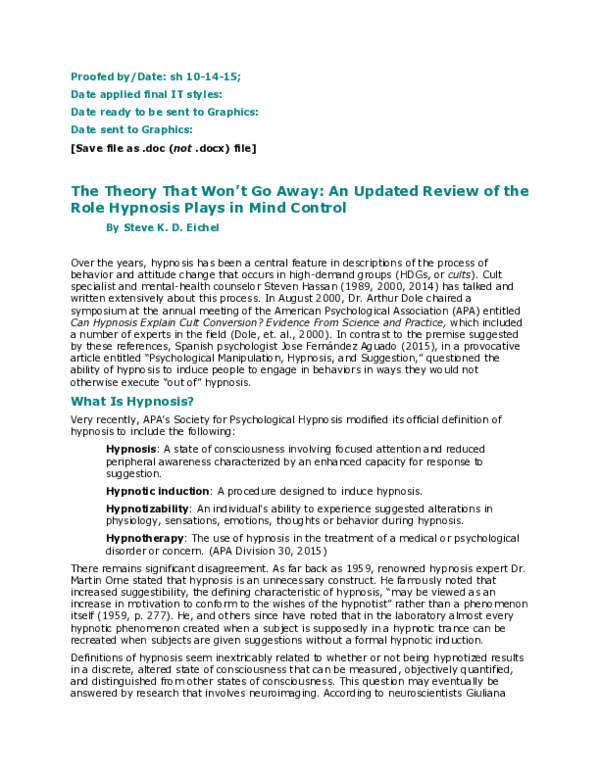 (PDF) The Theory That Won't Go Away: An Updated Review of the Role ...