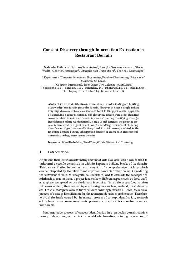 (PDF) Concept Discovery through Information Extraction in Restaurant Domain