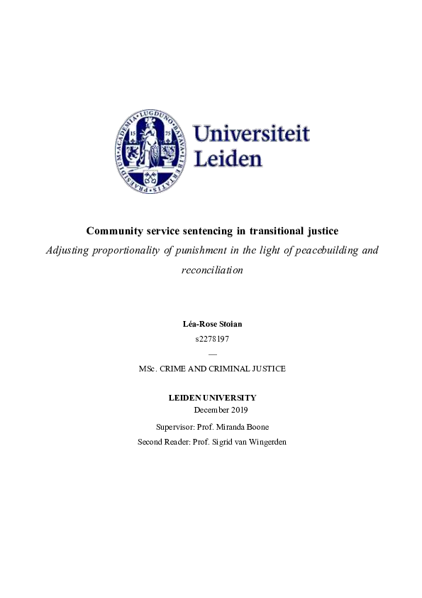 (PDF) Community service sentencing in transitional justice. Adjusting ...