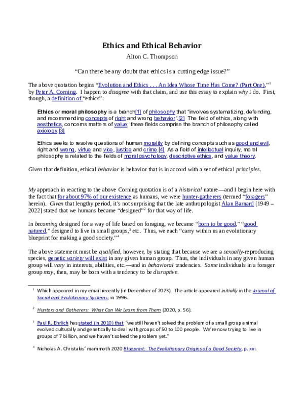 (PDF) Ethics and Ethical Behavior