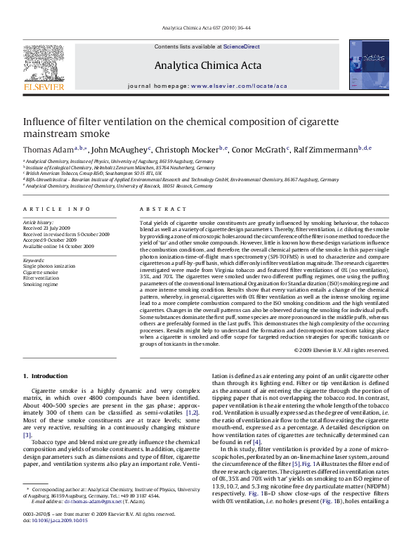 (PDF) Influence of filter ventilation on the chemical composition of ...