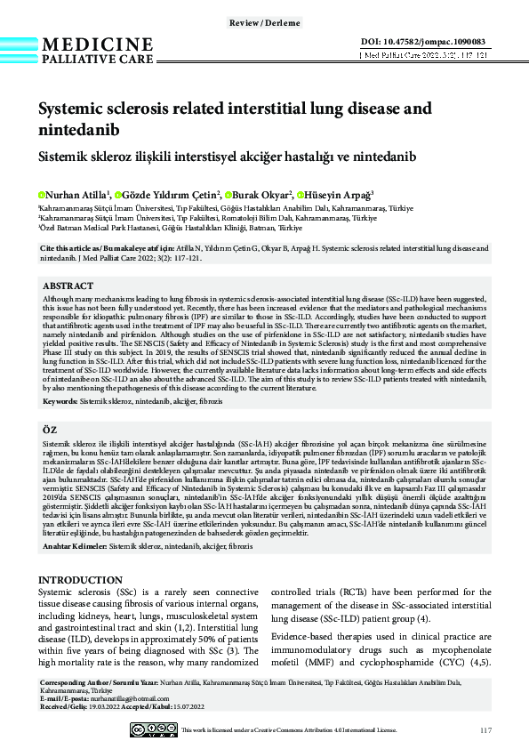 (PDF) Systemic sclerosis related interstitial lung disease and nintedanib | Burak Okyar ...