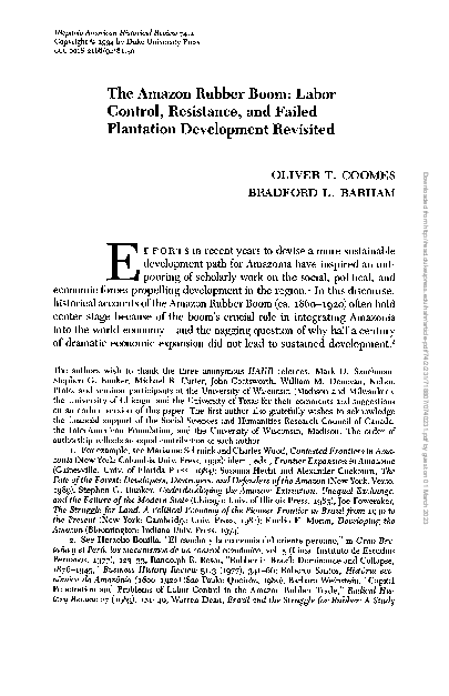 (PDF) The Amazon Rubber Boom: Labor Control, Resistance, and Failed ...