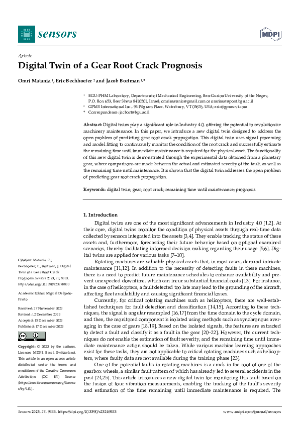 (PDF) Digital Twin of a Gear Root Crack Prognosis