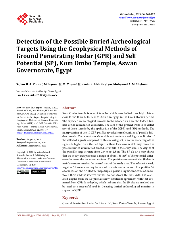 (PDF) Detection of the Possible Buried Archeological Targets Using the Geophysical Methods of ...