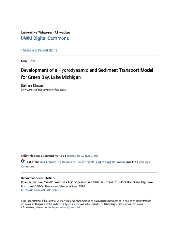 (PDF) Development of Hydrodynamic and Sediment Transport Model for ...