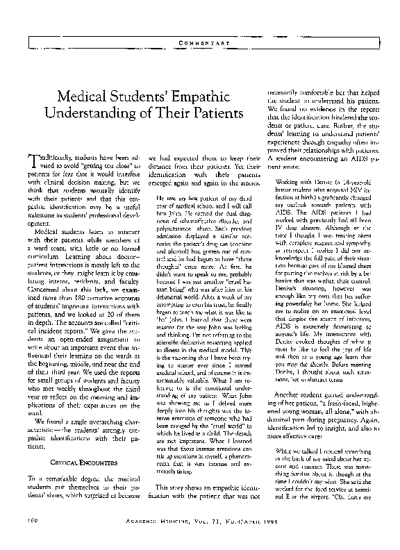 (PDF) Medical studentsʼ empathic understanding of their patients