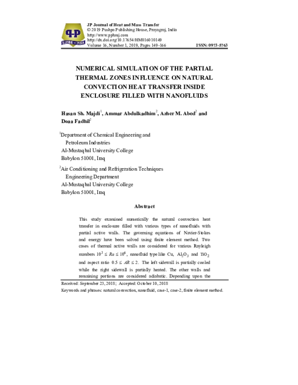 (PDF) Numerical Simulation of the Partial Thermal Zones Influence on Natural Convection Heat ...