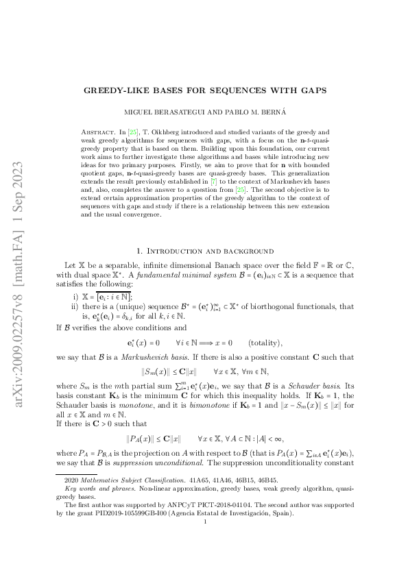 (PDF) Extensions of greedy-like bases for sequences with gaps