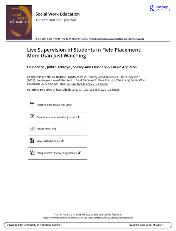 (PDF) Live Supervision of Students in Field Placement: More than Just ...