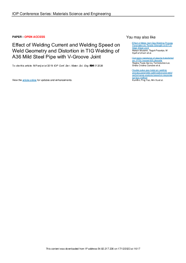 (PDF) Effect of Welding Current and Welding Speed on Weld Geometry and ...