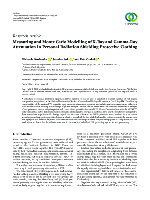 Pdf Measuring And Monte Carlo Modelling Of X Ray And Gamma Ray Attenuation In Personal