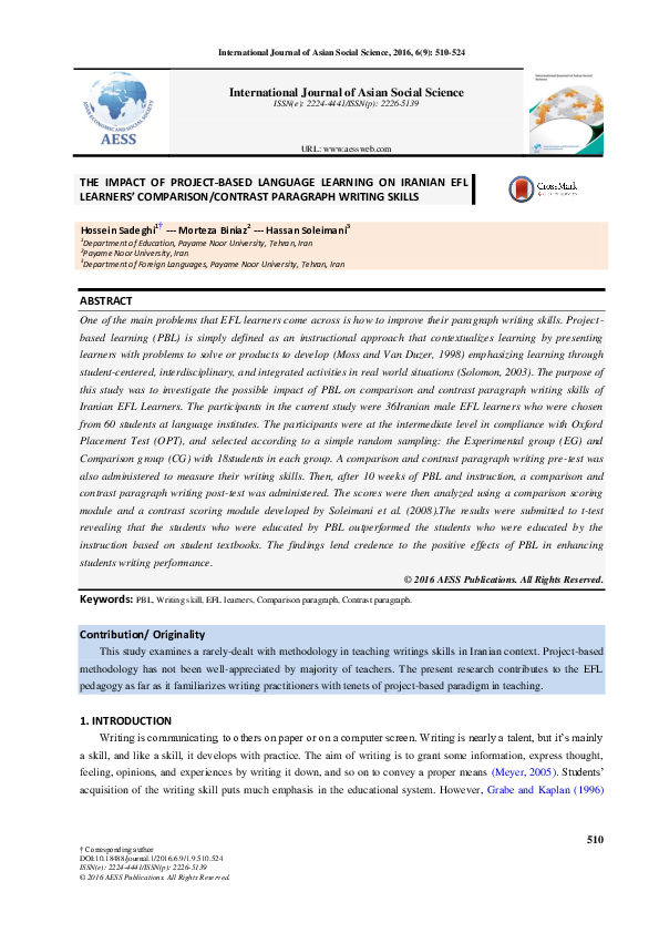 (PDF) The Impact of Project-Based Language Learning on Iranian EFL ...