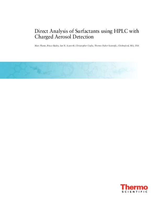 (PDF) Direct Analysis of Surfactants using HPLC with Charged Aerosol ...
