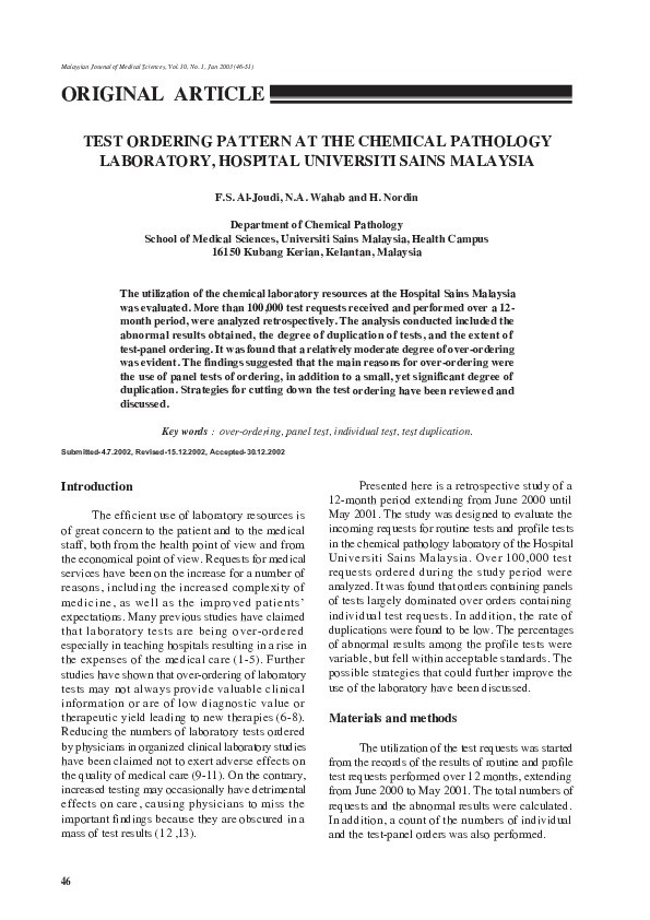 (PDF) Test ordering pattern at the chemical pathology laboratory ...