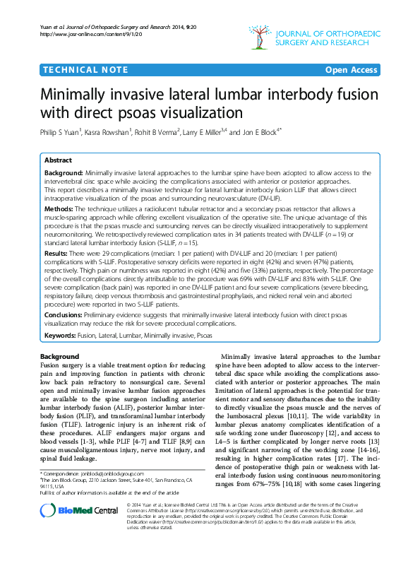 (PDF) Minimally invasive lateral lumbar interbody fusion with direct ...