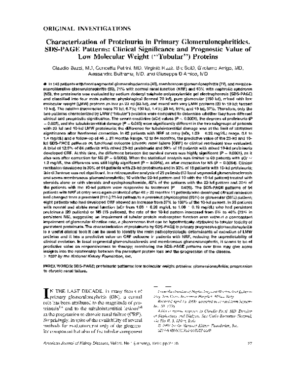 (PDF) Characterization of proteinuria in primary glomerulonephritides ...