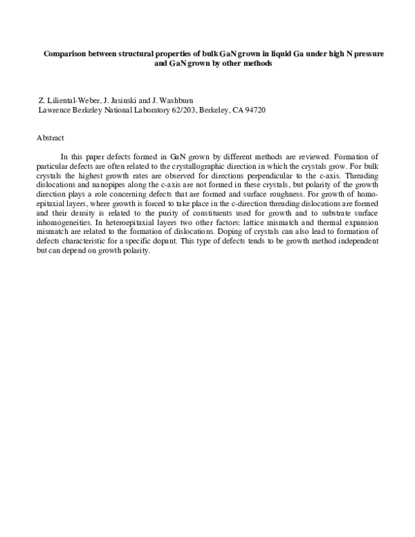 (PDF) Comparison between structural properties of bulk GaN grown in ...