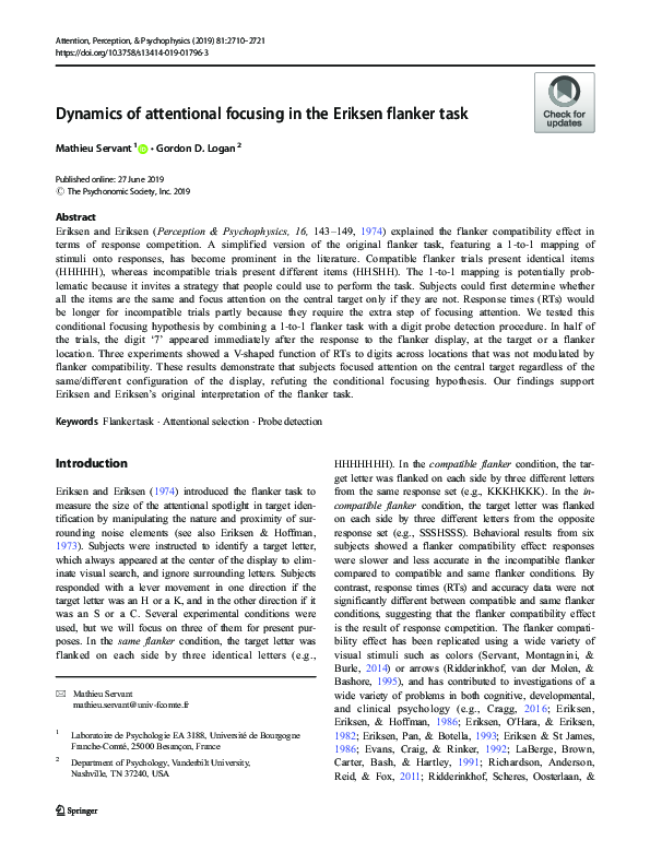 (PDF) Dynamics of attentional focusing in the Eriksen flanker task