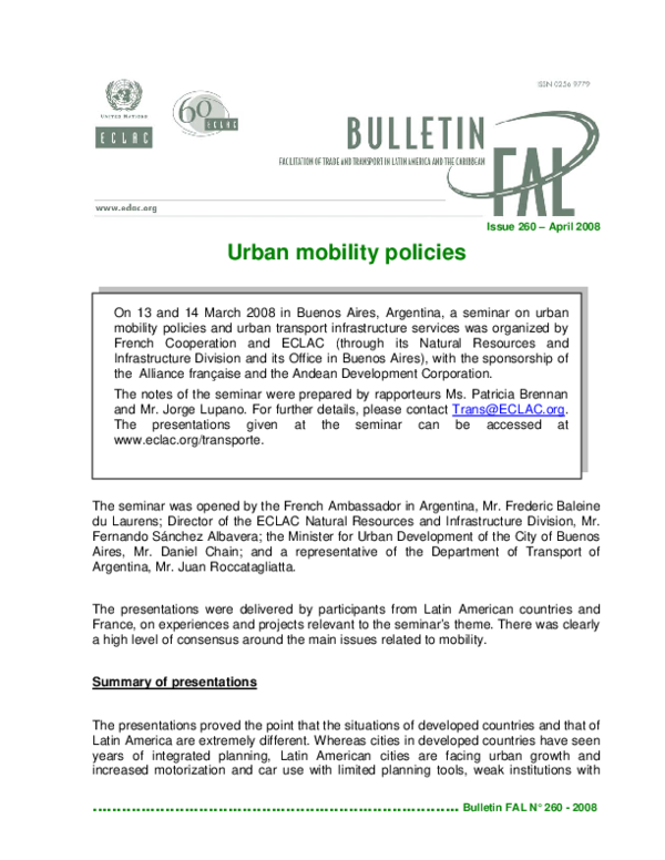 (PDF) Urban mobility policies