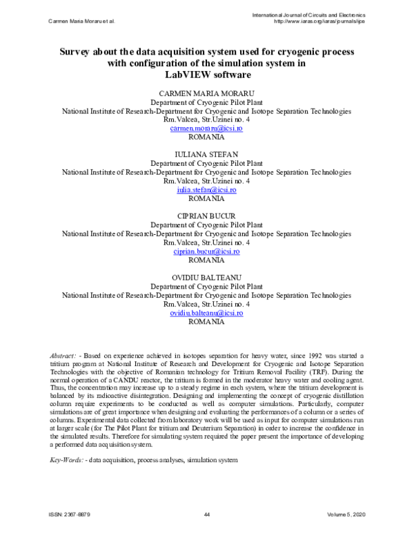 (PDF) Survey About the Data Acquisition System Used for Cryogenic Process With Configuration of ...