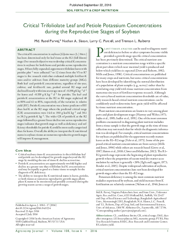 (PDF) Critical Trifoliolate Leaf and Petiole Potassium Concentrations ...