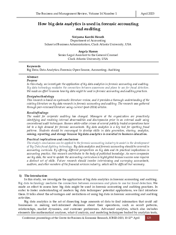 (PDF) How big data analytics is used in forensic accounting and auditing