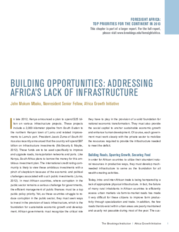 (PDF) Building Opportunities : Addressing Africa's Lack of Infrastructure