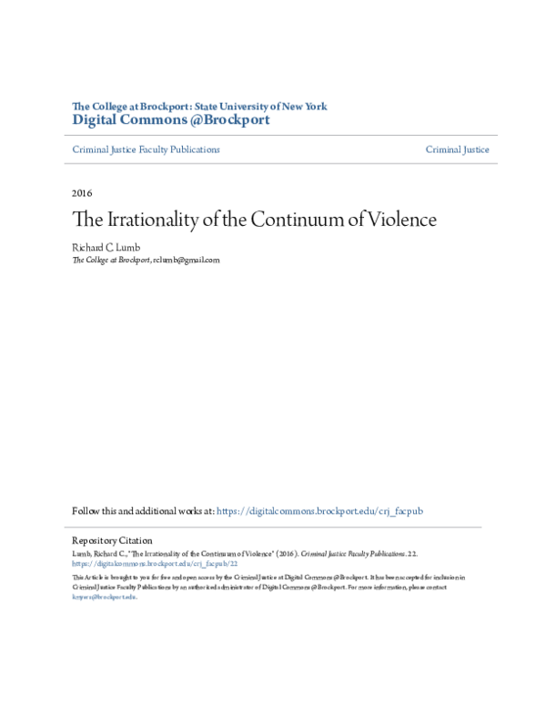 (PDF) The Irrationality of the Continuum of Violence