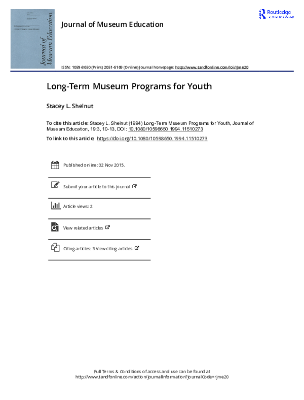 (PDF) Long-Term Museum Programs for Youth