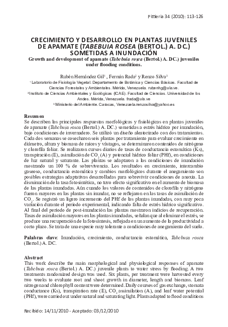 (PDF) CRECIMIENTO Y DESARROLLO EN PLANTAS JUVENILES DE APAMATE ...