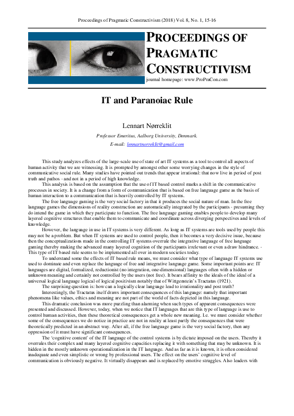 (PDF) IT and Paranoiac Rule