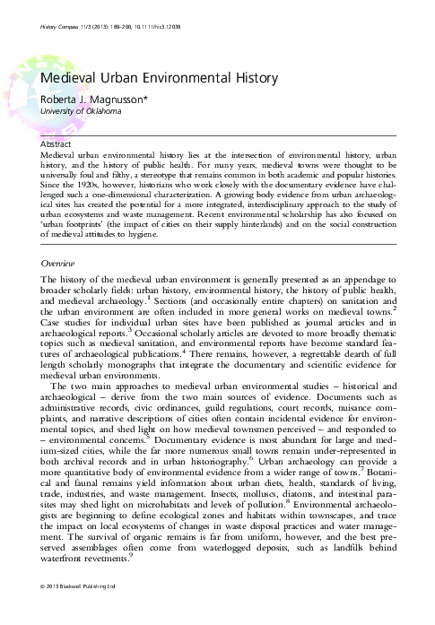 (PDF) Medieval Urban Environmental History