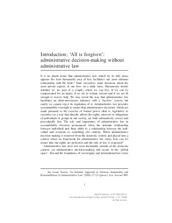 (PDF) Introduction: ‘All is forgiven’: administrative decision-making ...