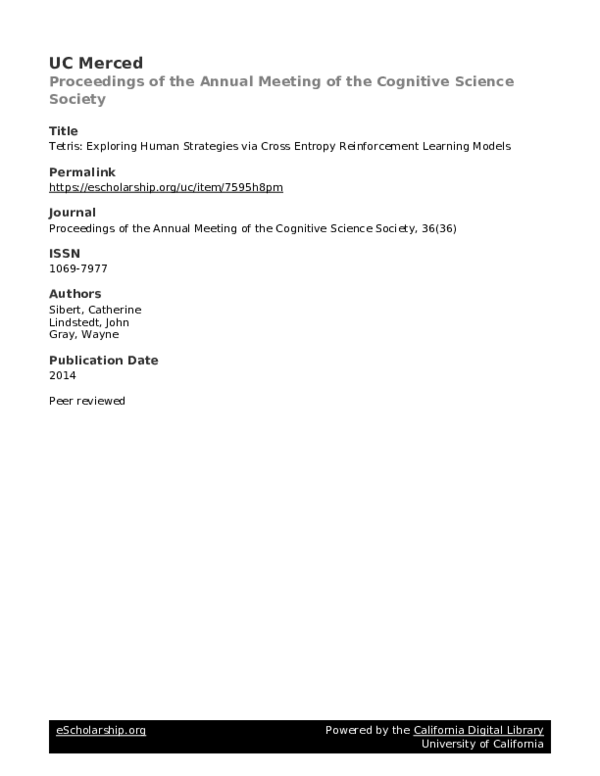 (PDF) Tetris: Exploring Human Strategies via Cross Entropy Reinforcement Learning Models