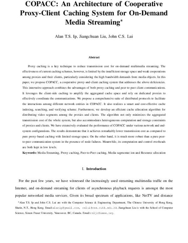 (PDF) COPACC: An Architecture of Cooperative Proxy-Client Caching System for On-Demand Media ...