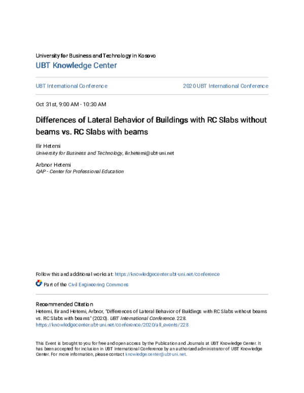 (PDF) Differences of Lateral Behavior of Buildings with RC Slabs ...