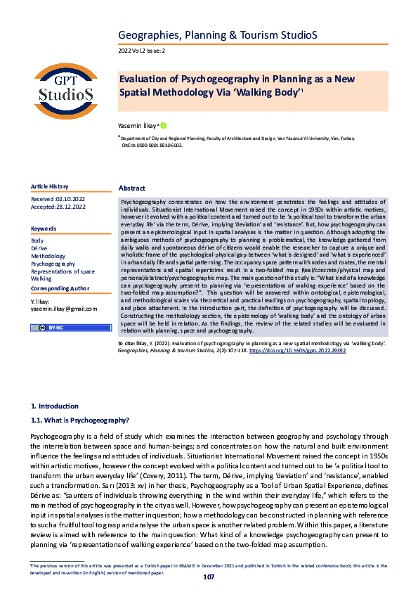 (PDF) Evaluation of psychogeography in planning as a new spatial ...